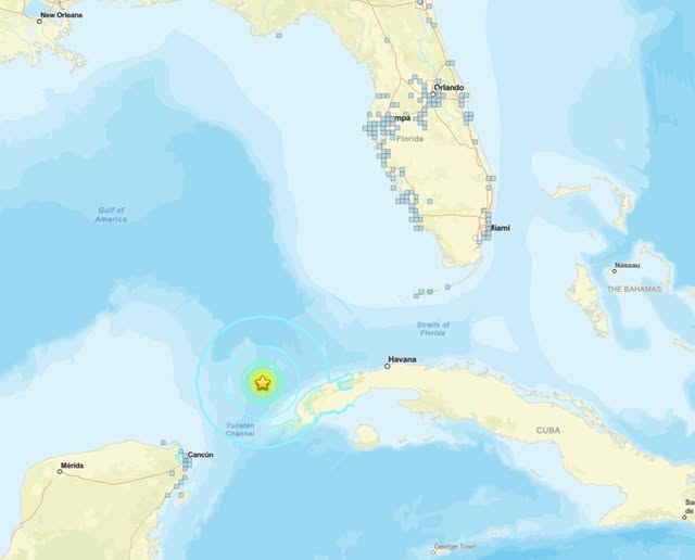 6.1 magnitude earthquake near Mantua, Cuba causes shaking to be felt ...